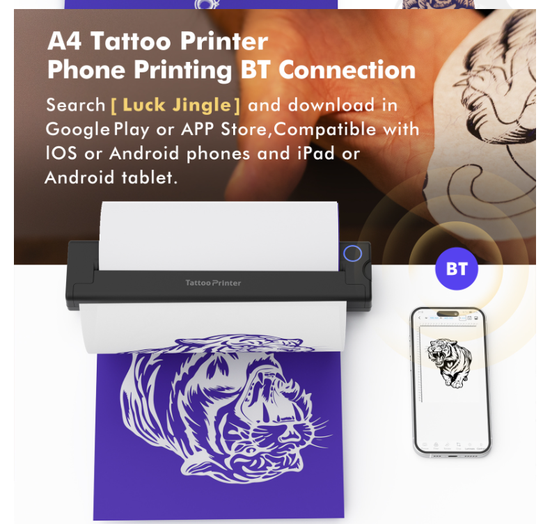 Tattoo Printer Thermal Ink Free Portable A4 Bluetooth Wireless Usb ...