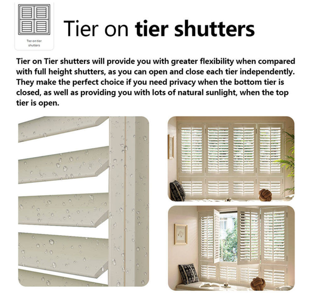 Australia Style Tier On Tier Plantation Shutters Invisible Tilt Rod Alabaster Window Shutter ...