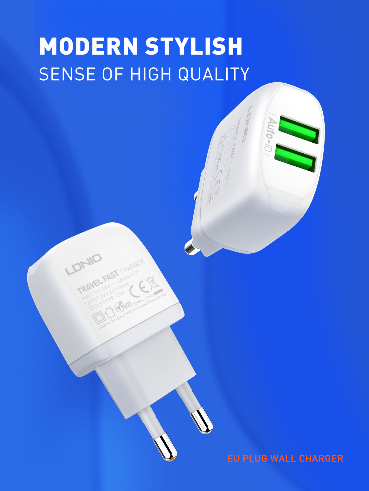 Dual Port Usb Charger Adapter 2.4a, Quick Charge For Phones/tablets, Us ...