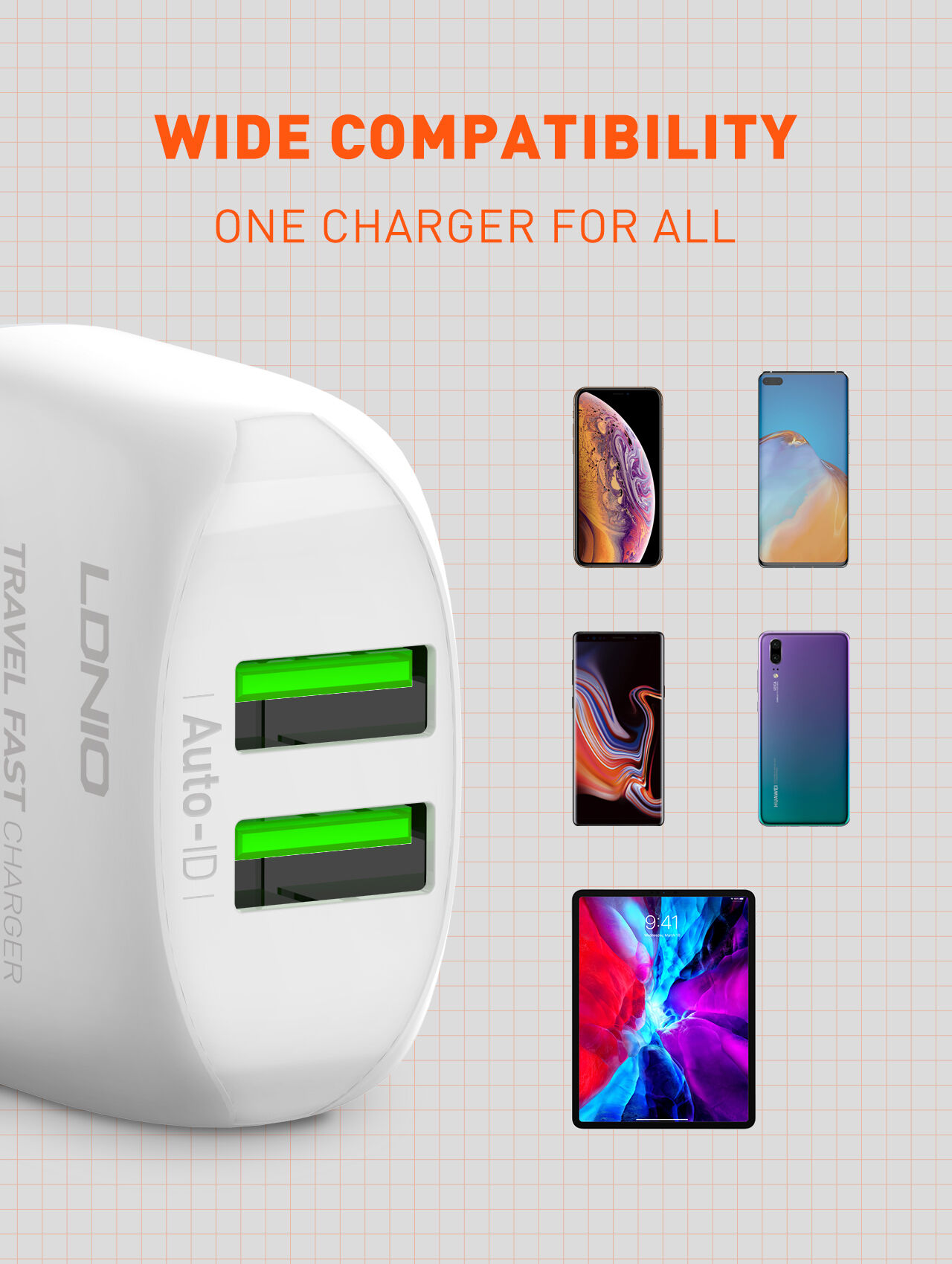 Dual Port Usb Charger Adapter 2.4a, Quick Charge For Phones/tablets, Us ...