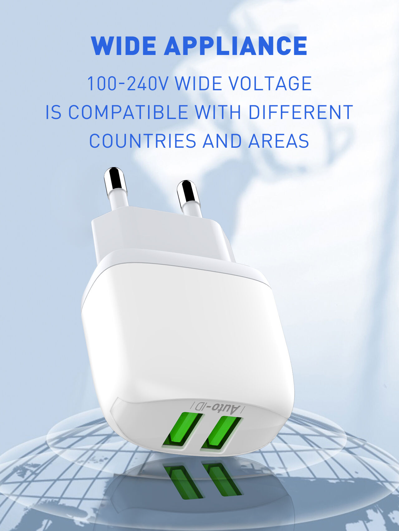 Dual Port Usb Charger Adapter 2.4a, Quick Charge For Phones/tablets, Us ...