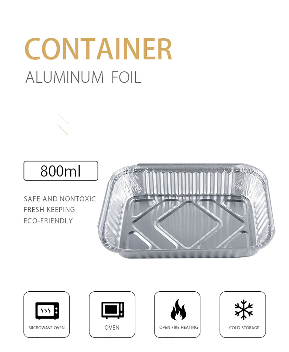 8011 Aluminum Foil Food Container With Lid For Takeaway And Catering ...