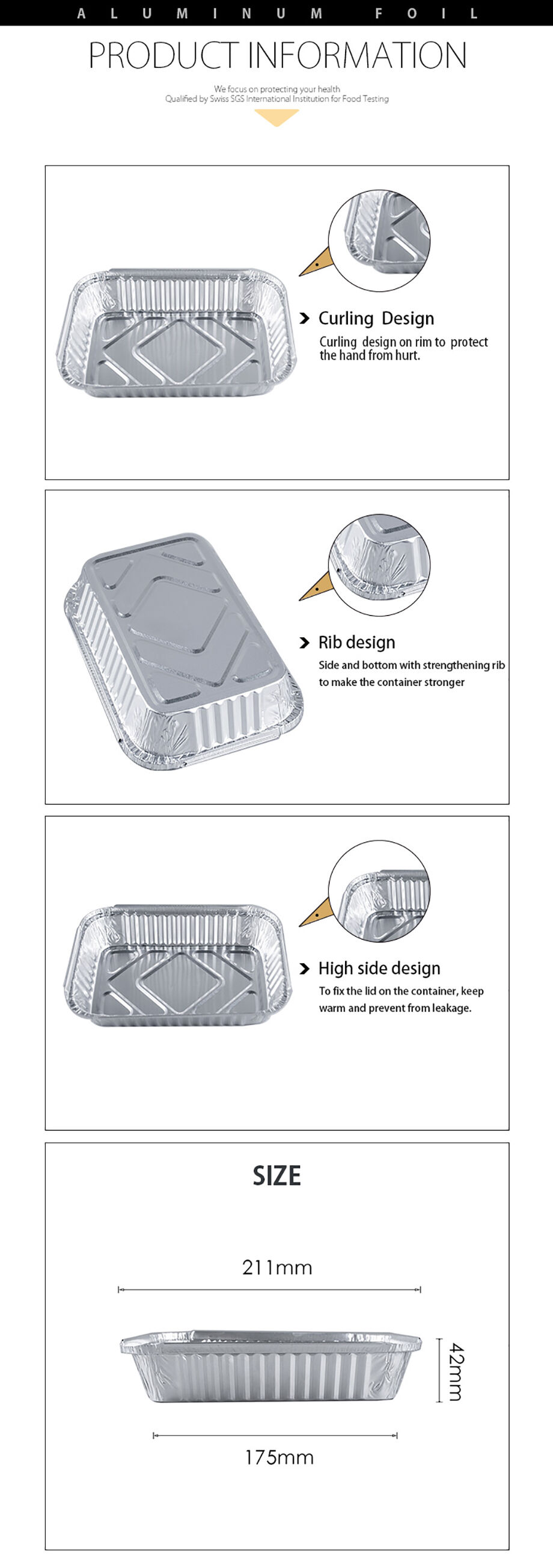 8011 Aluminum Foil Food Container With Lid For Takeaway And Catering ...