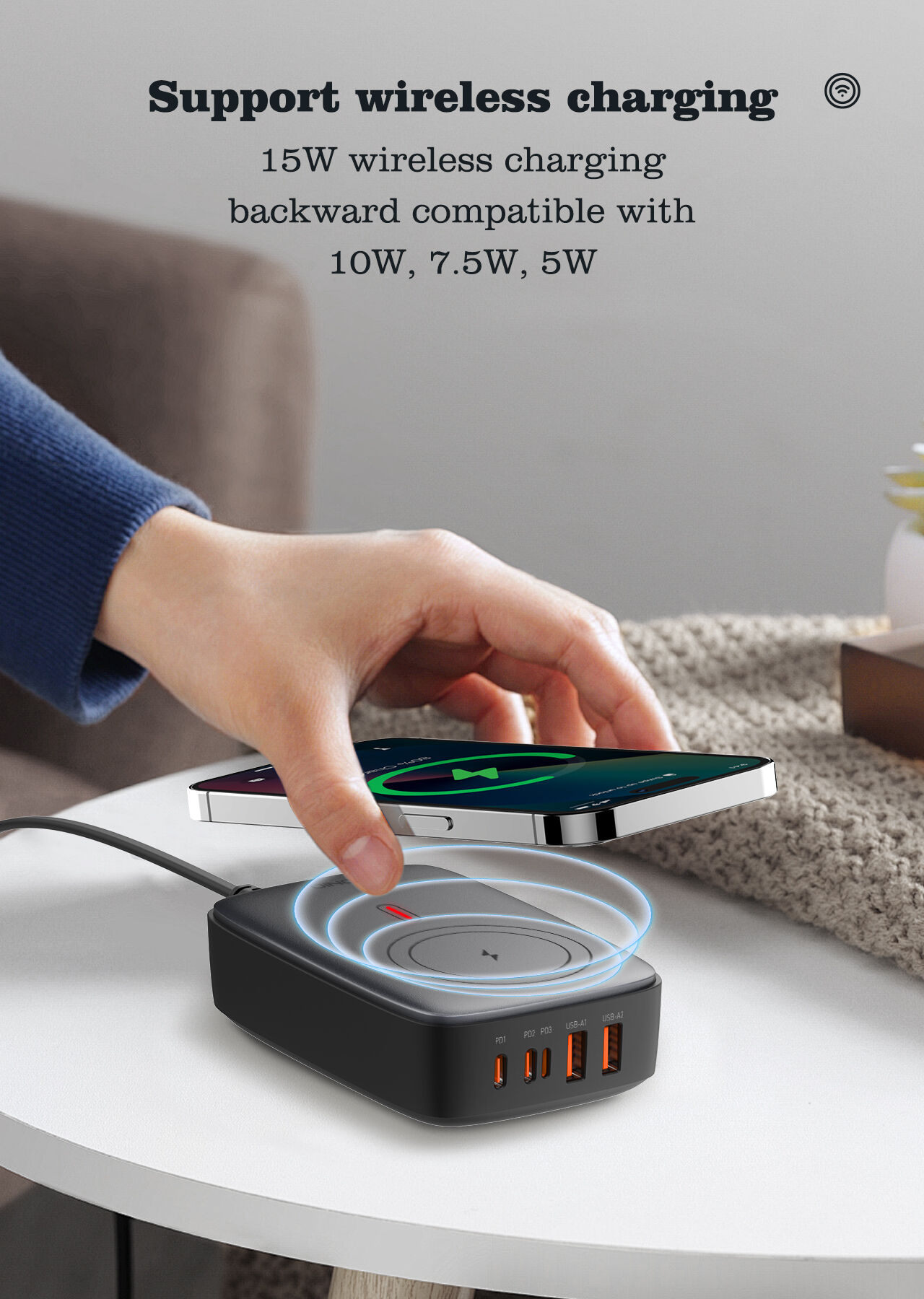 Ldnio Q4010 15w Magnetic Wireless Desktop Charger Multi-port Usb ...
