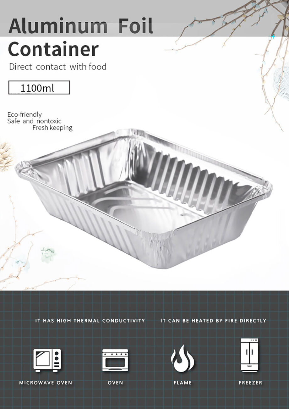 1100ml Rectangle Sliver Aluminum Foil Container Sealable With Hot ...