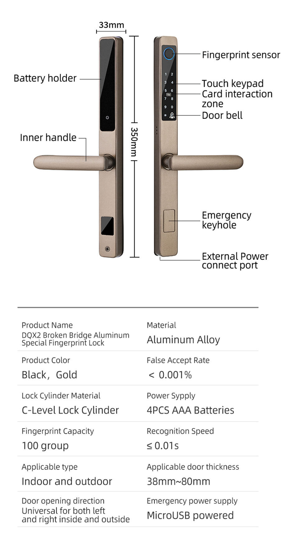 Waterproof Fingerprint Smart Glass Door Lock With Camera Cerradura ...