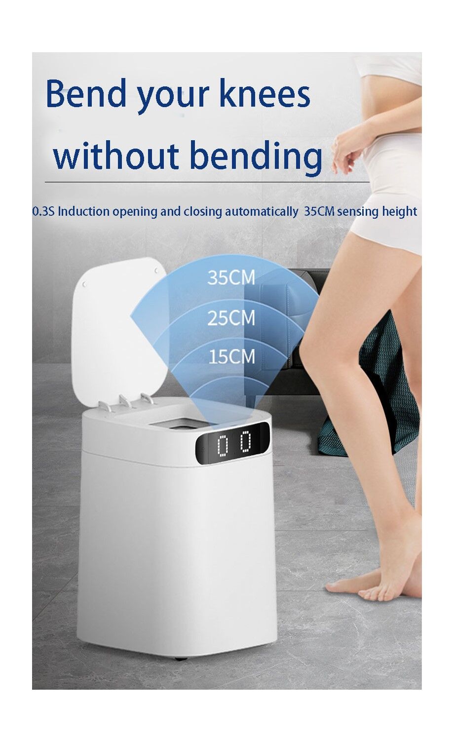 High-appearance Level Smart Garbage Can Usb Charge Smart Led Touch ...