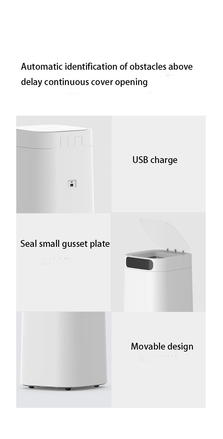 High-appearance Level Smart Garbage Can Usb Charge Smart Led Touch ...