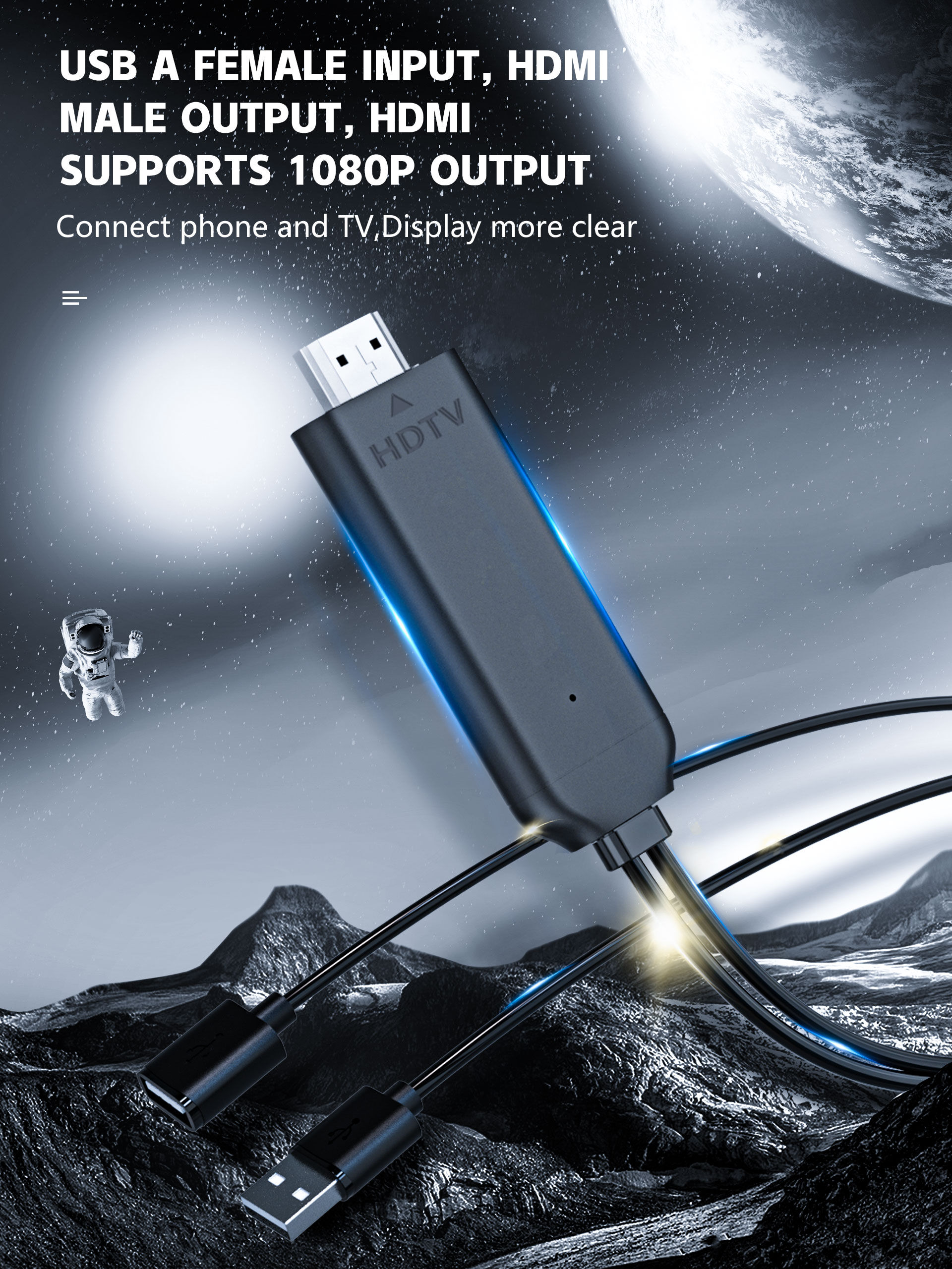 1 M Usb Female To Hdmi Video Cable With Usb Power Supply Adapter For ...