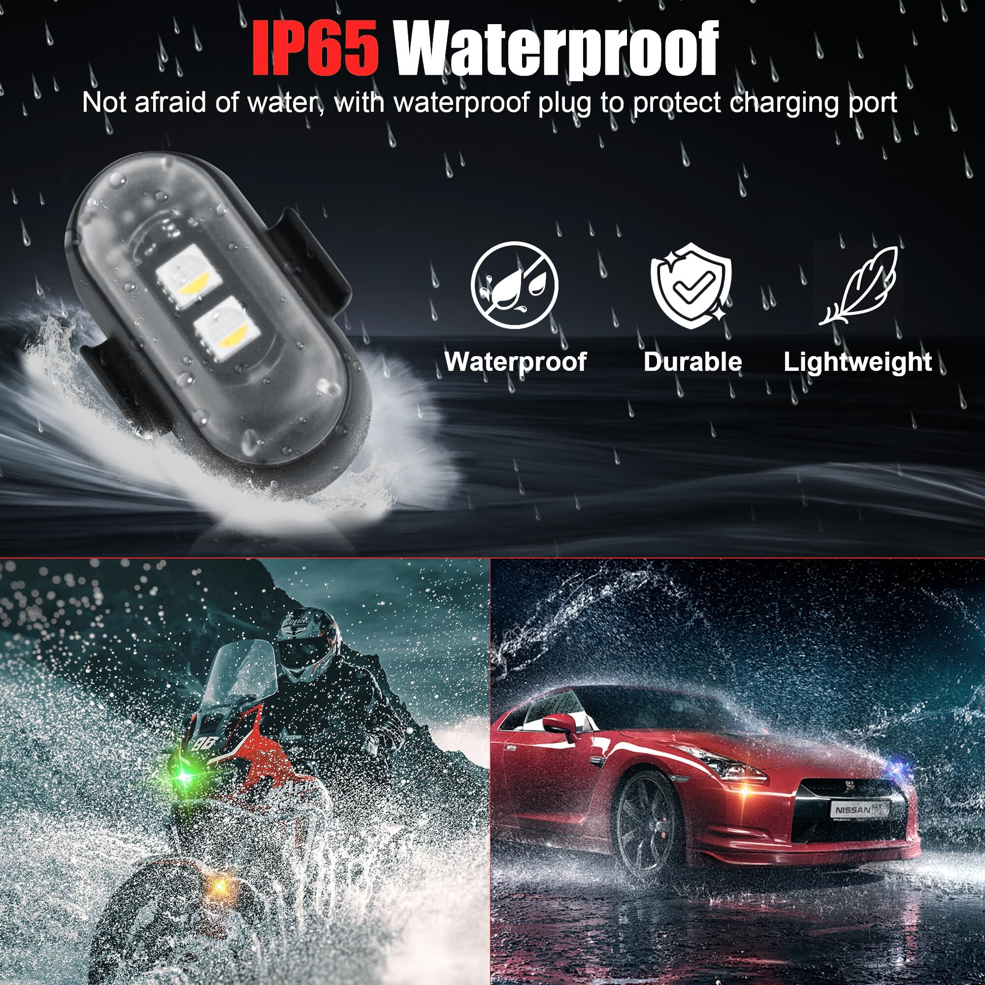 Wireless Led Light For Car 4 Piece Drone Led Strobe Light With Remote ...