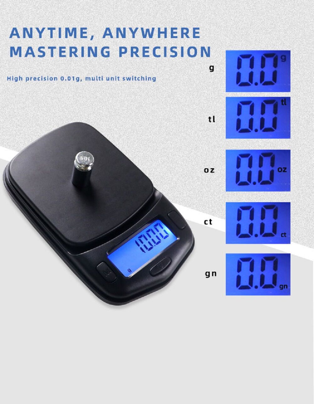 500g/0.01g Portable Jewelry Scale Electronic Carat Jewelry Scale Mini Digital Pocket Scale ...