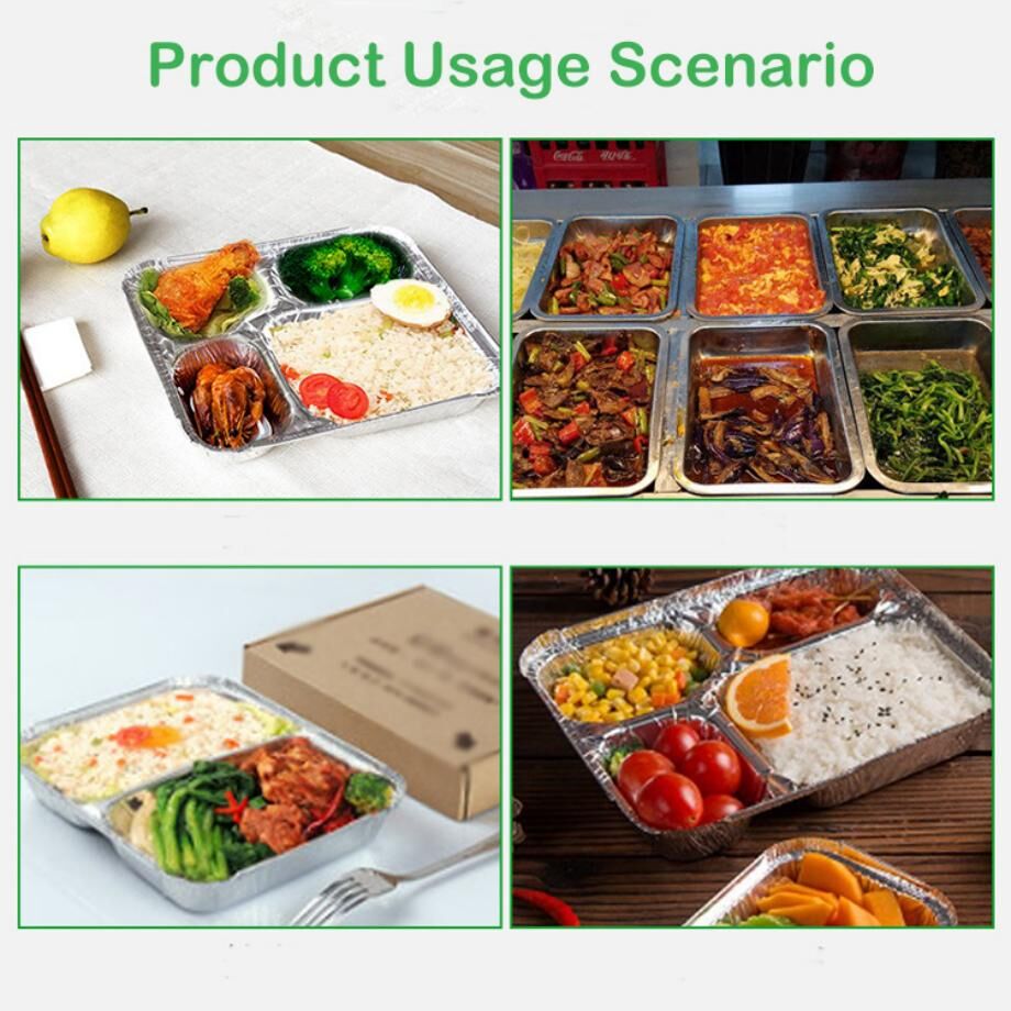 4 Compartment Disposable Food Aluminum Foil Container Takeout Food Foil ...