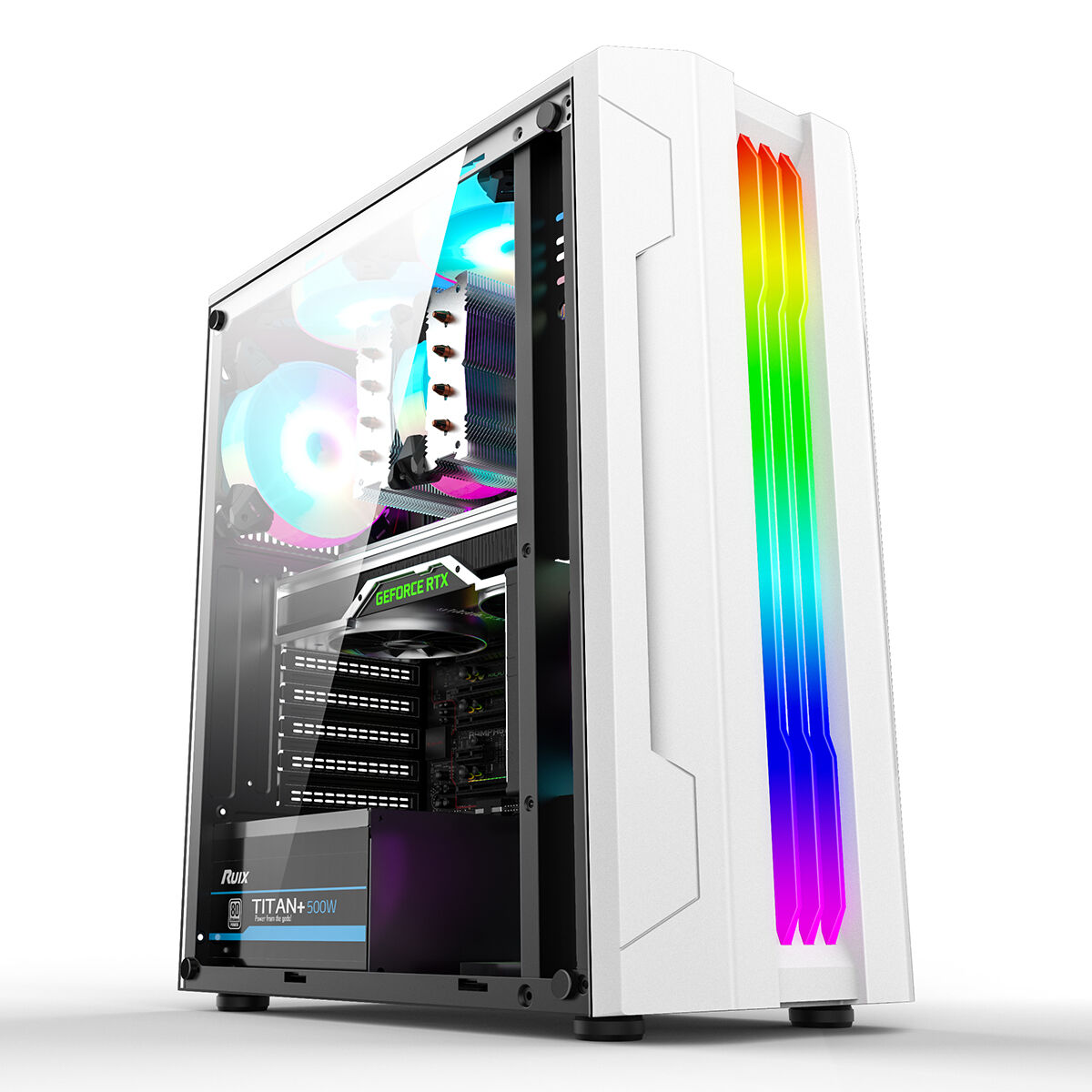 Ruix Twilight White Colorful Rgb Light Pc Case Atx Gaming Computer Case ...