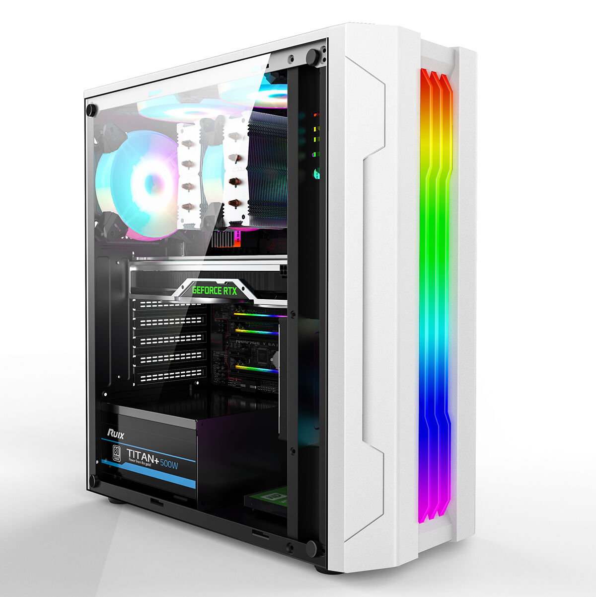Ruix Twilight White Colorful Rgb Light Pc Case Atx Gaming Computer Case ...