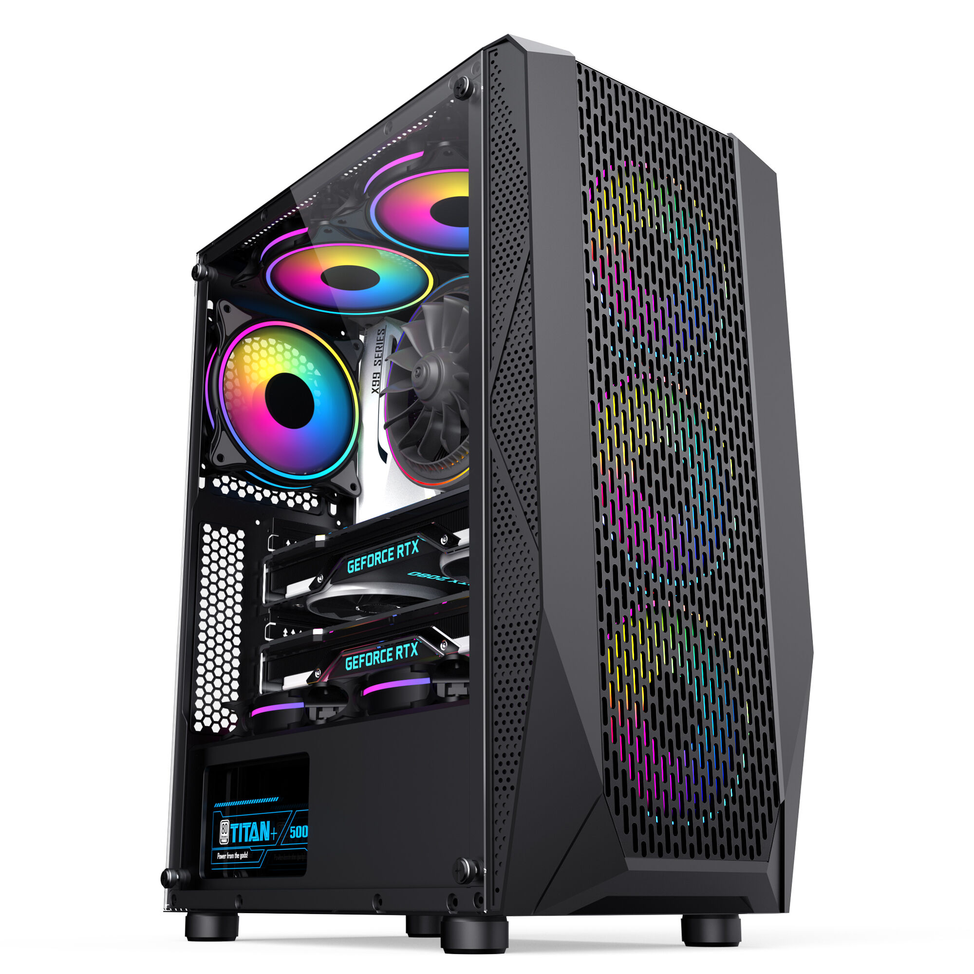 Ruix K327 Symmetrical Design Front Panel Mesh Computer Case ...
