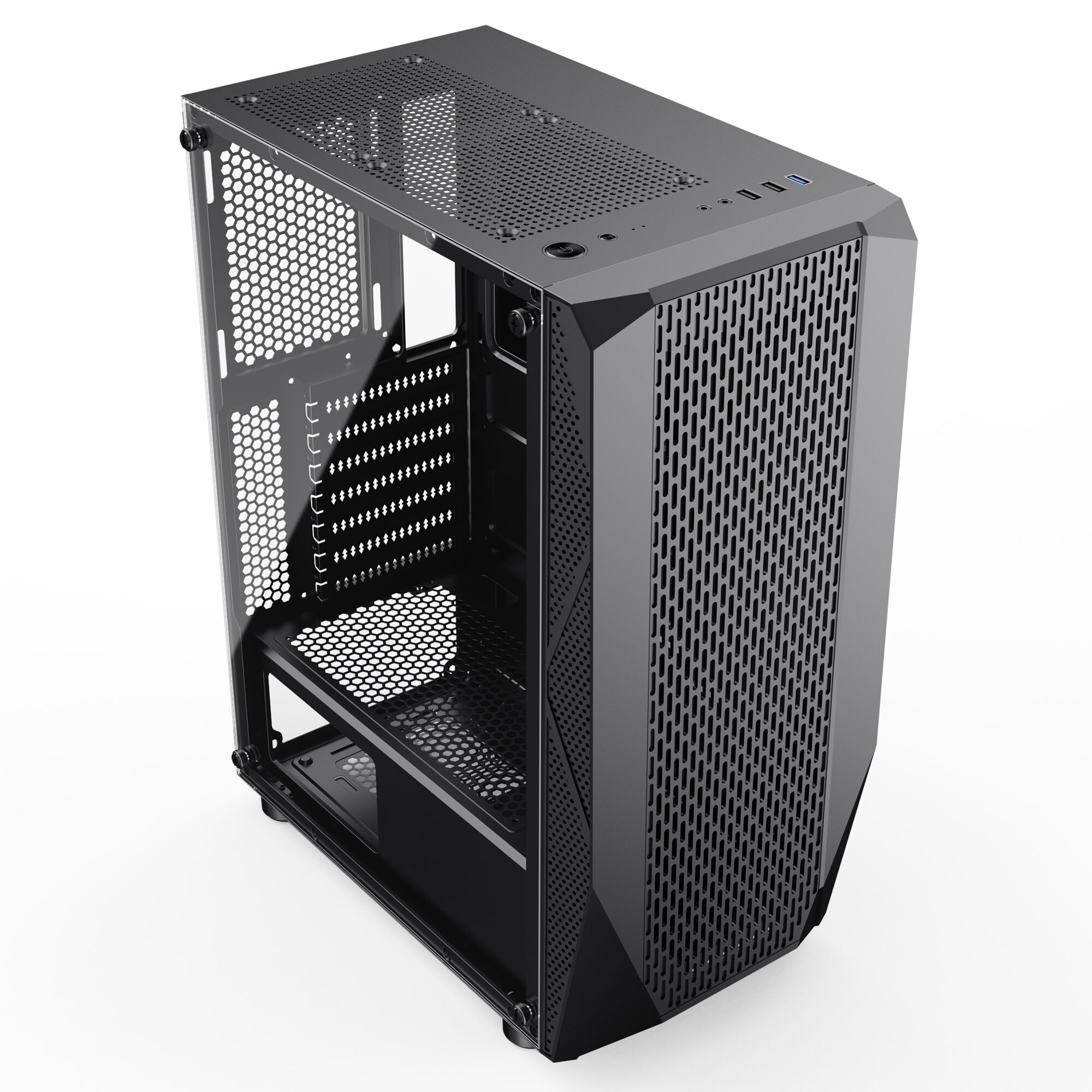 Ruix K327 Symmetrical Design Front Panel Mesh Computer Case ...