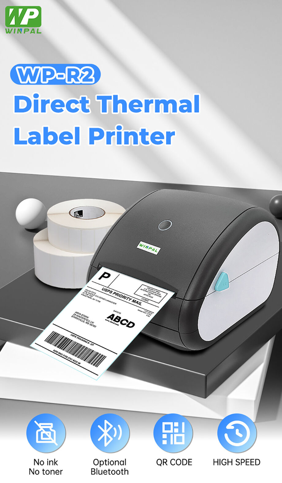 Buy China Wholesale Winpal Wp-r2 Desktop Direct Thermal Shipping Label Printer 4 Inch Wireless ...
