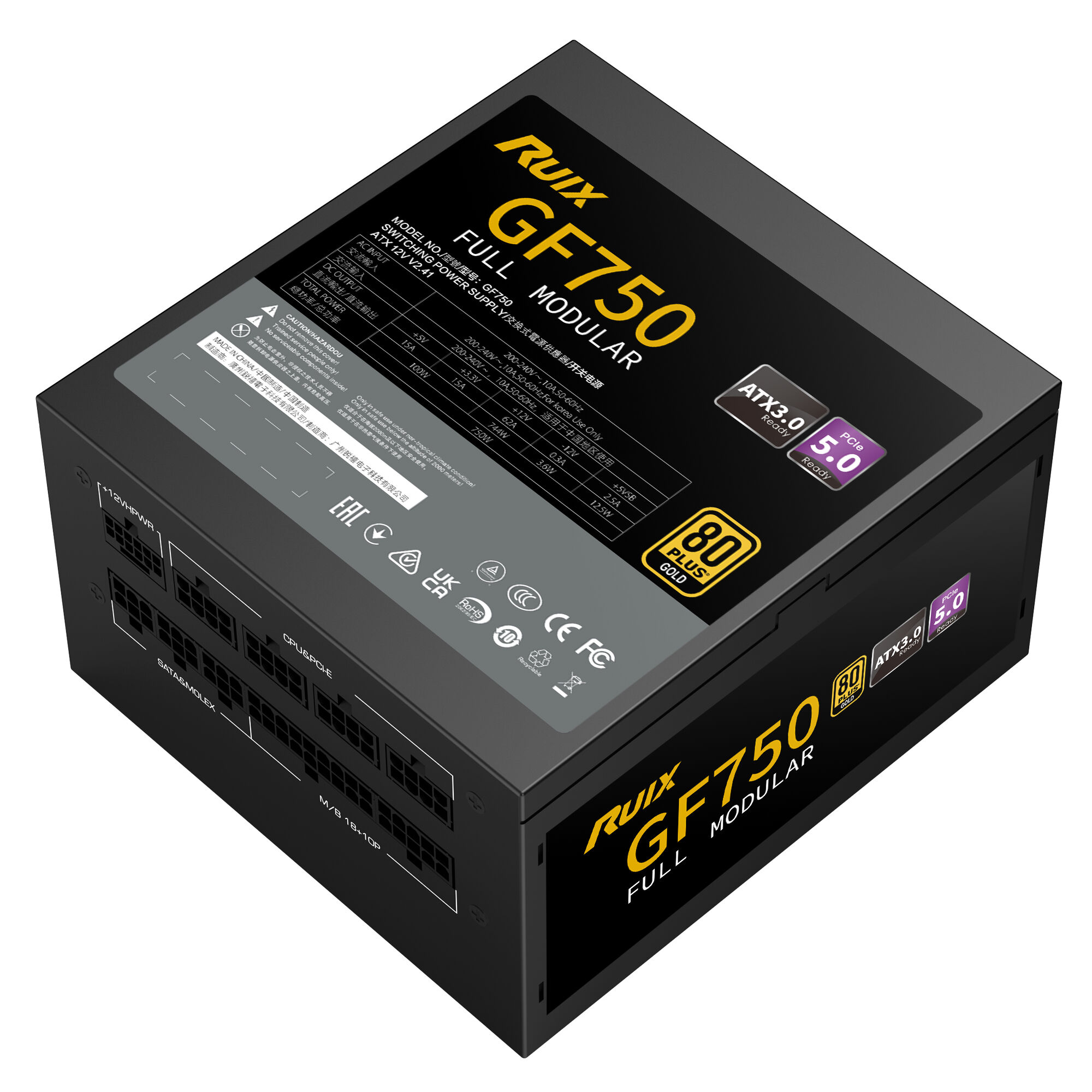 Ruix Gf750 750watt Atx Power Supply Full Modular 80 Plus Gold Psu High ...