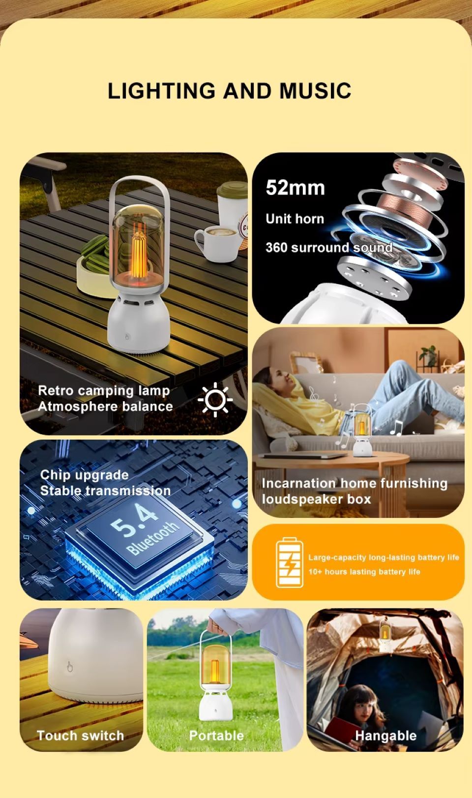 Night Light Smart Luxury Camping Lantern Light Bt Bluetooth Speaker ...