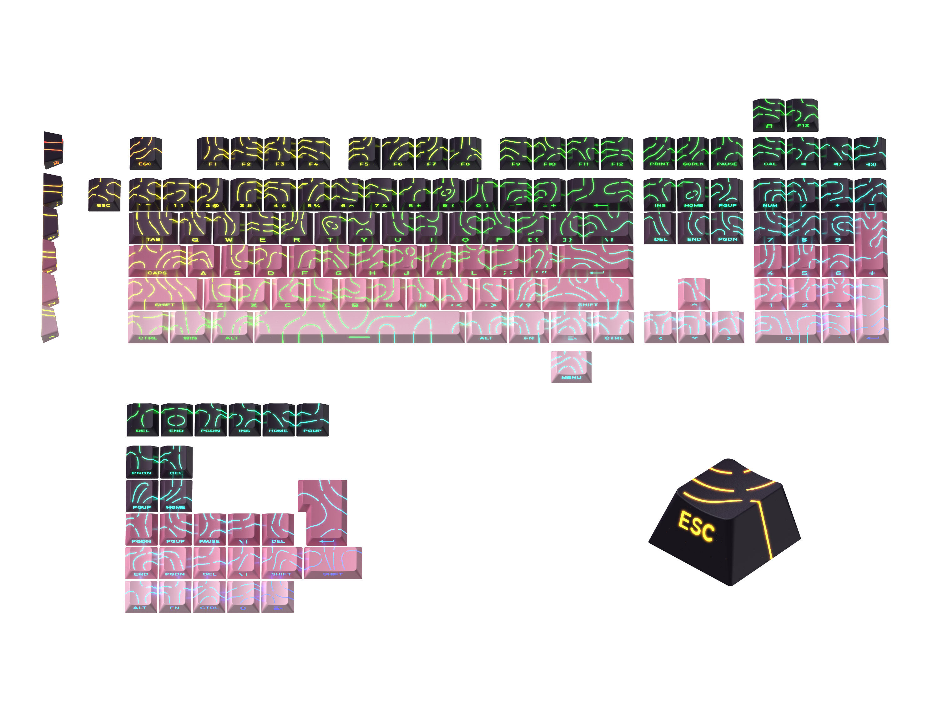 Factory Direct High Quality China Wholesale Contour Line Keycap Double ...