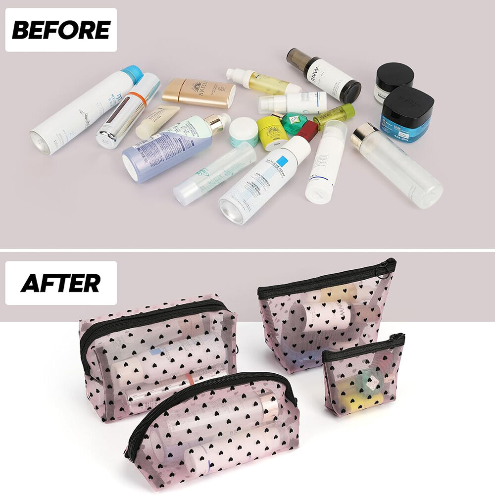 Zipper Nylon Mesh Key Holder Portable Travel Makeup Pouch Organizing ...