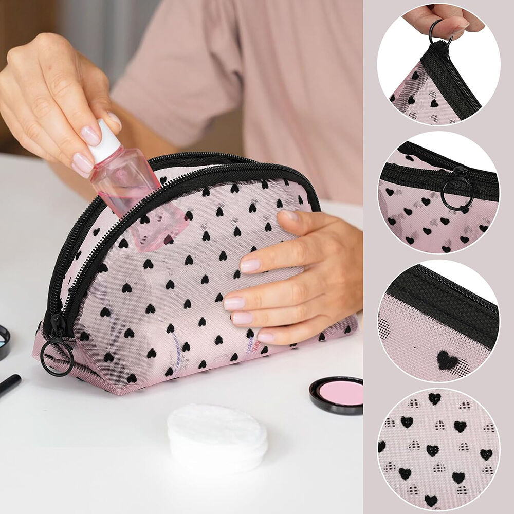 Zipper Nylon Mesh Key Holder Portable Travel Makeup Pouch Organizing ...