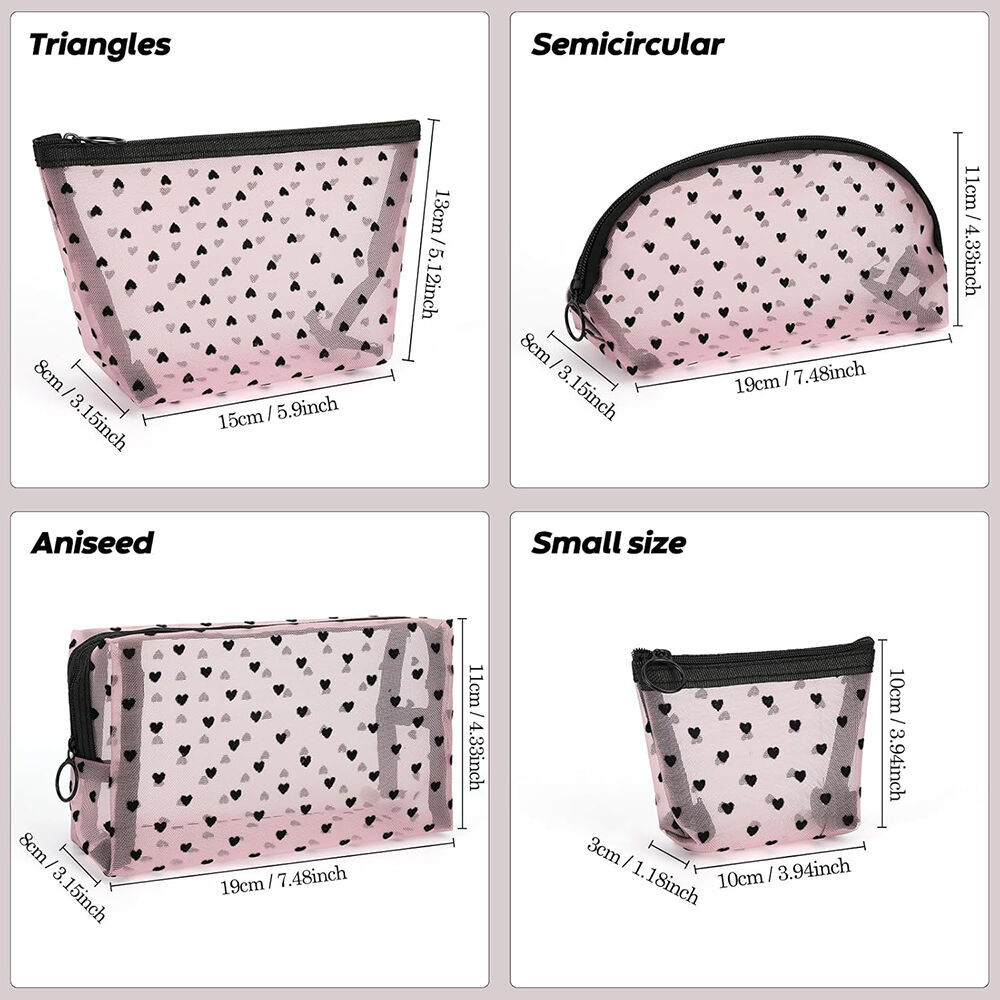 Zipper Nylon Mesh Key Holder Portable Travel Makeup Pouch Organizing ...