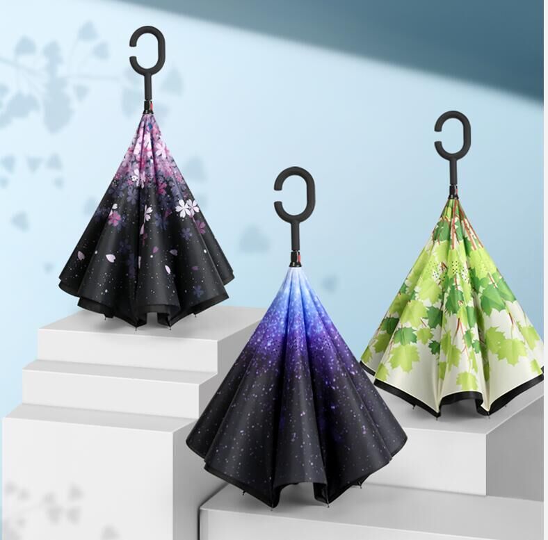 Two Layer Fabric Automatic Reverse Umbrella Custom - Buy China ...