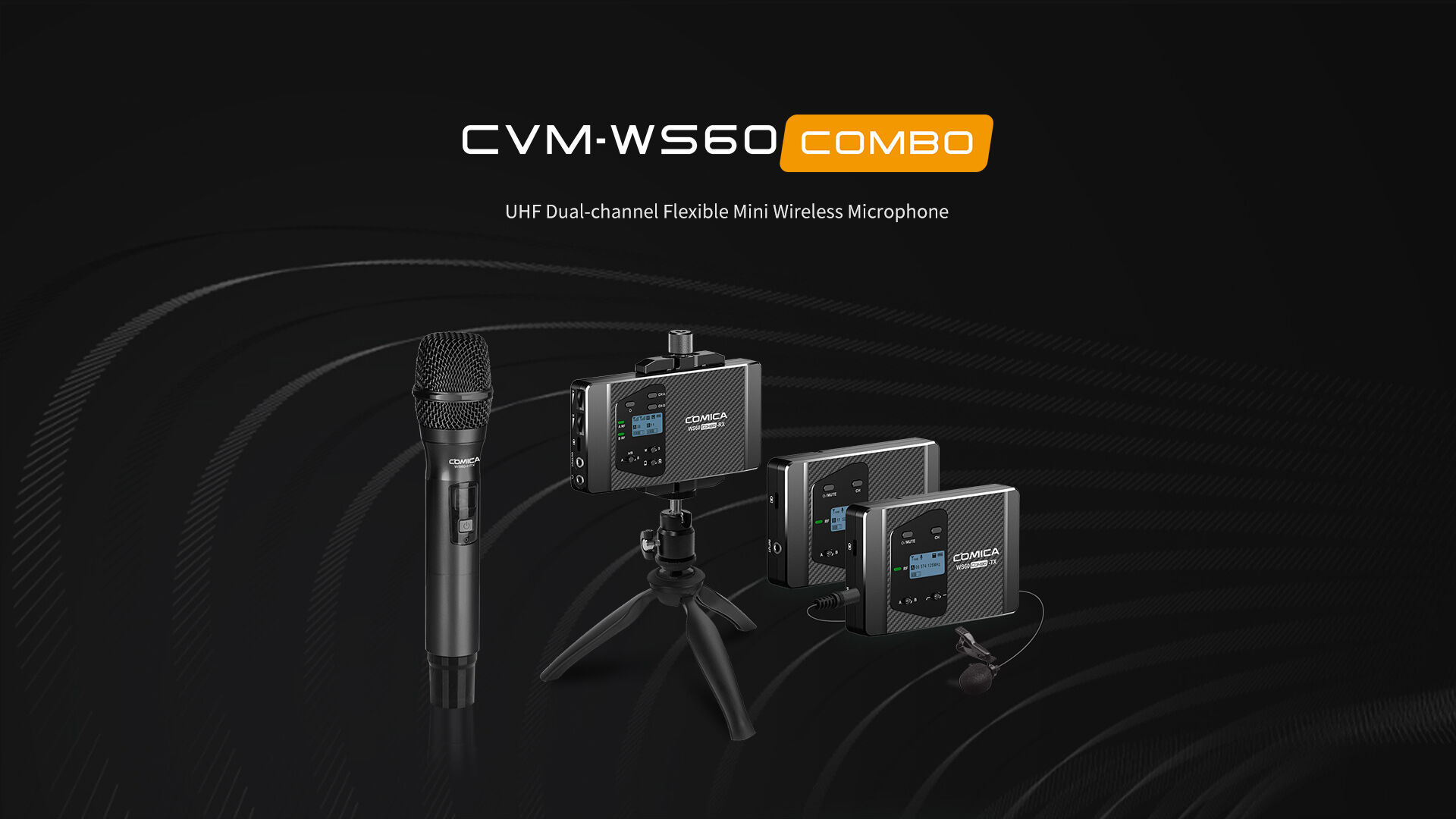 Comica Cvm-ws60 Combo Uhf 1-trigger-2 Flexible Mini Wireless Microphone ...