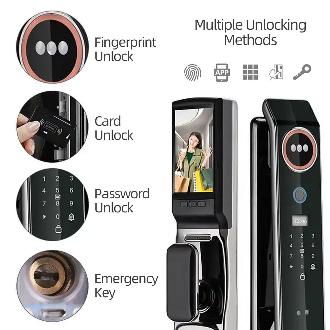 3d Face Smart Lock Intercom Function Long Battery Life Security ...
