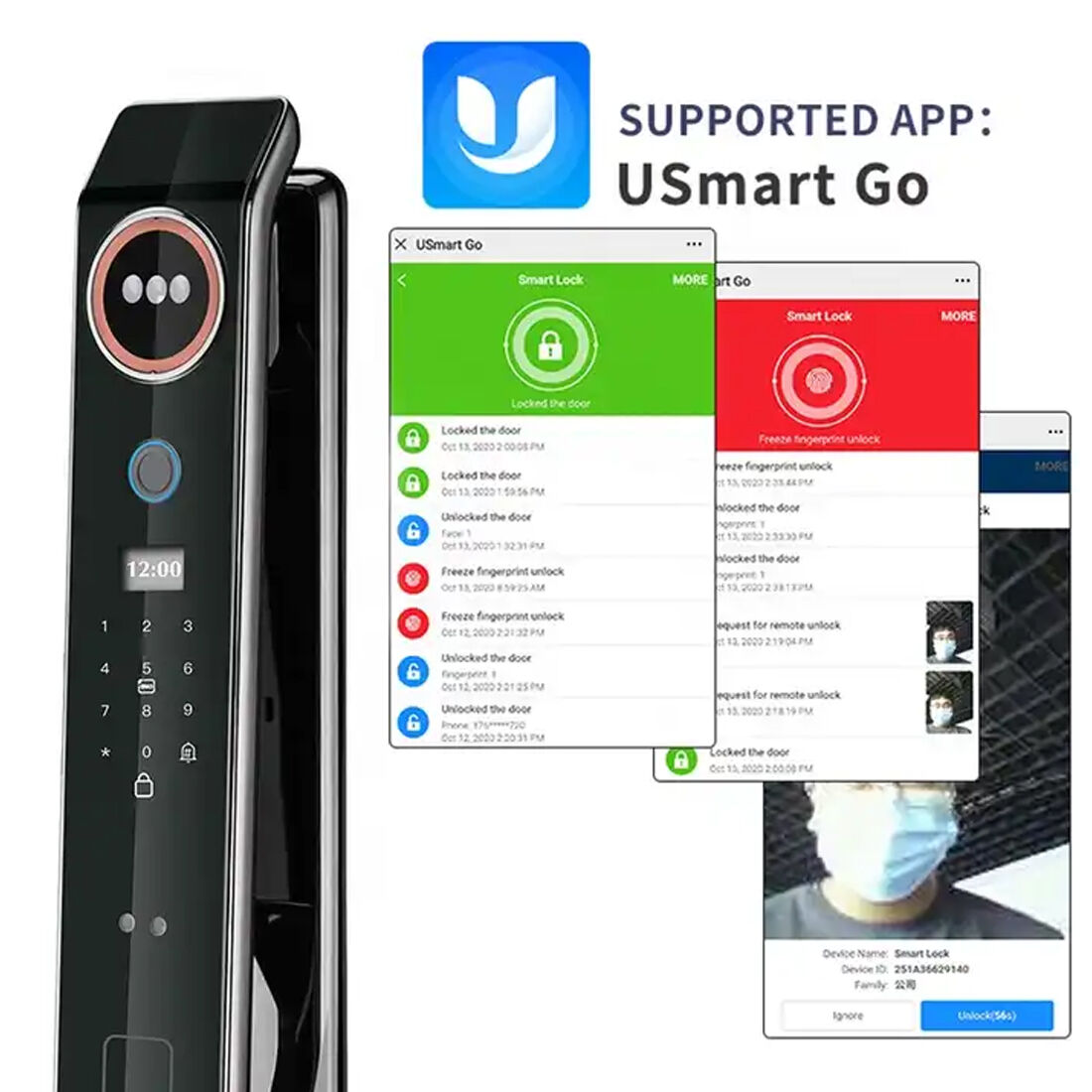 3d Face Smart Lock Intercom Function Long Battery Life Security ...