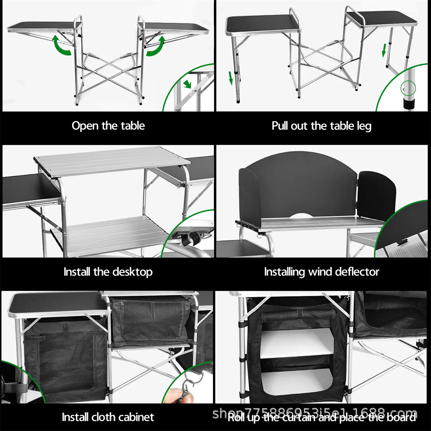 Aluminum Folding Portable Outdoor Cook Station Picnic Bbq Kitchen Beach ...