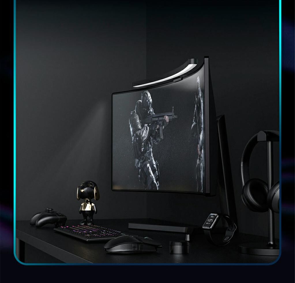 Curved Screenbar Monitor Light 3-mode 7 Color Back Light Office Gaming ...