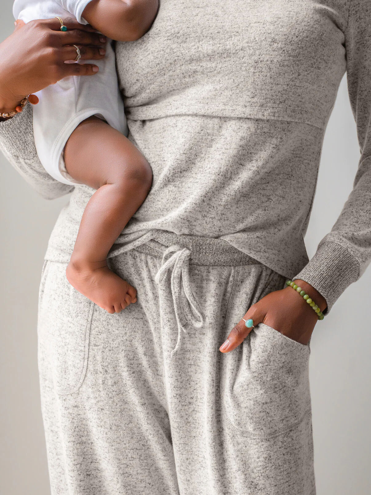 Rib Knit Lift Up Maternity Top & Leggings Pj Loungewear Pregnancy ...