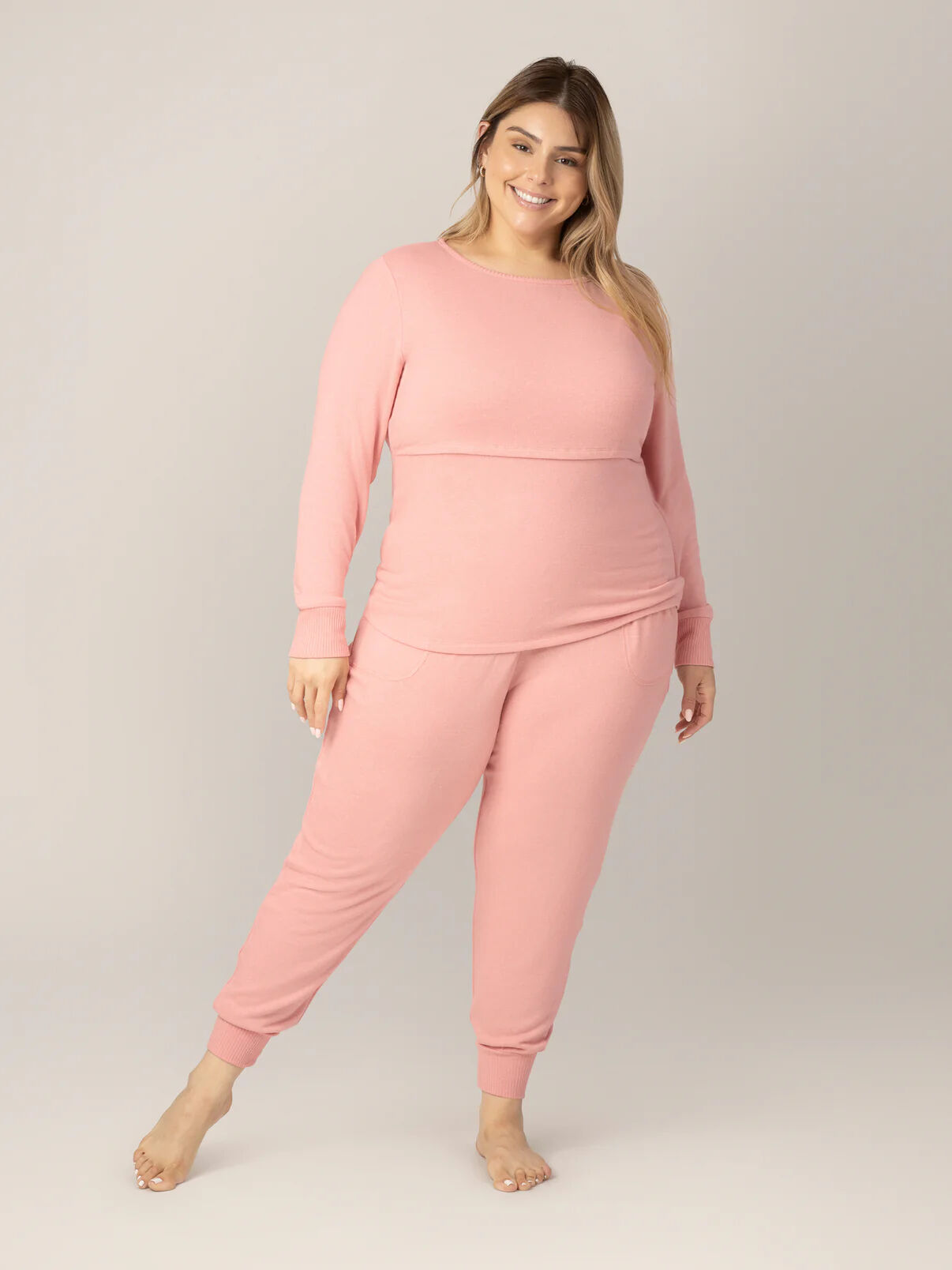 Rib Knit Lift Up Maternity Top & Leggings Pj Loungewear Pregnancy ...