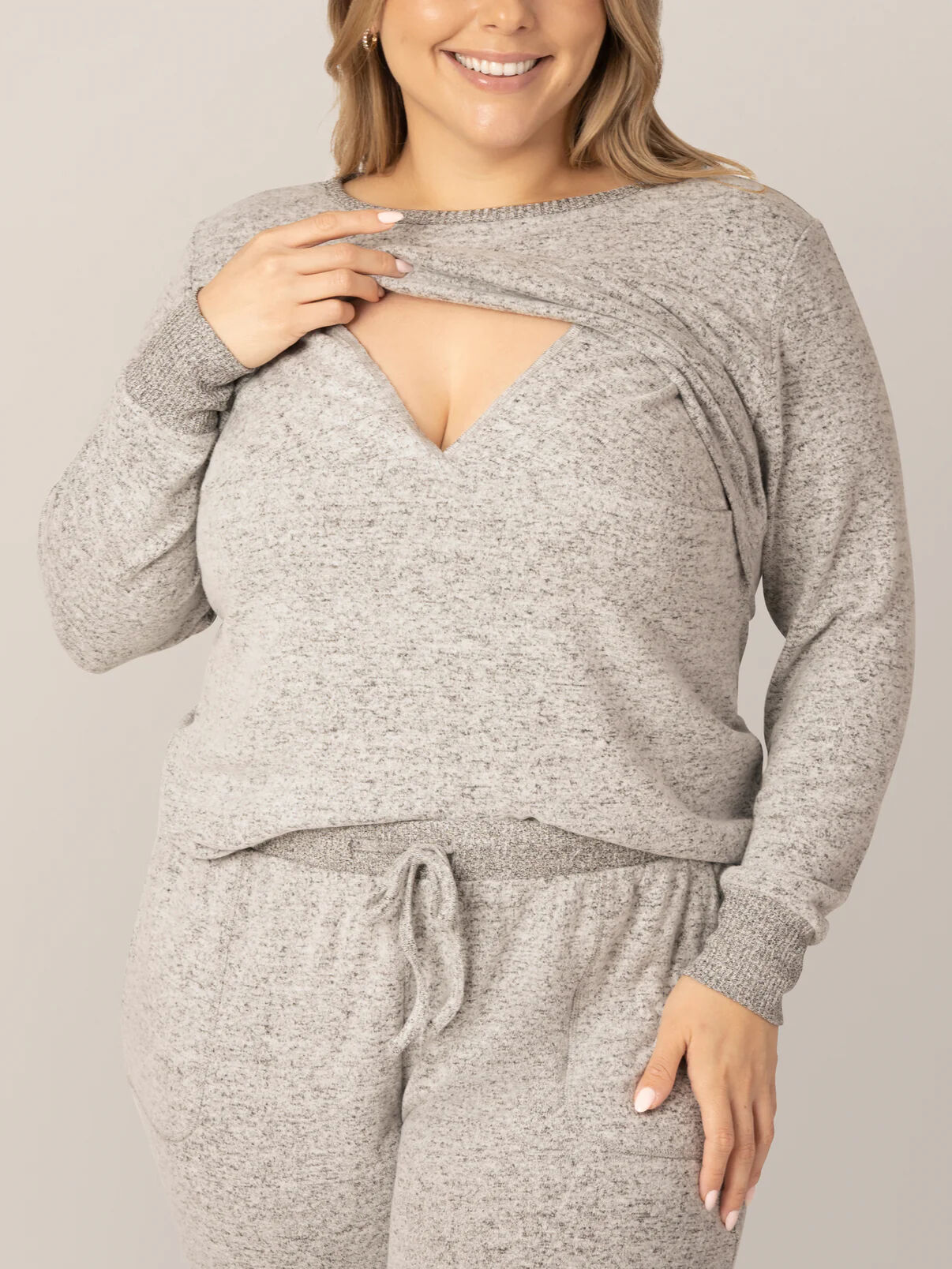 Rib Knit Lift Up Maternity Top & Leggings Pj Loungewear Pregnancy ...