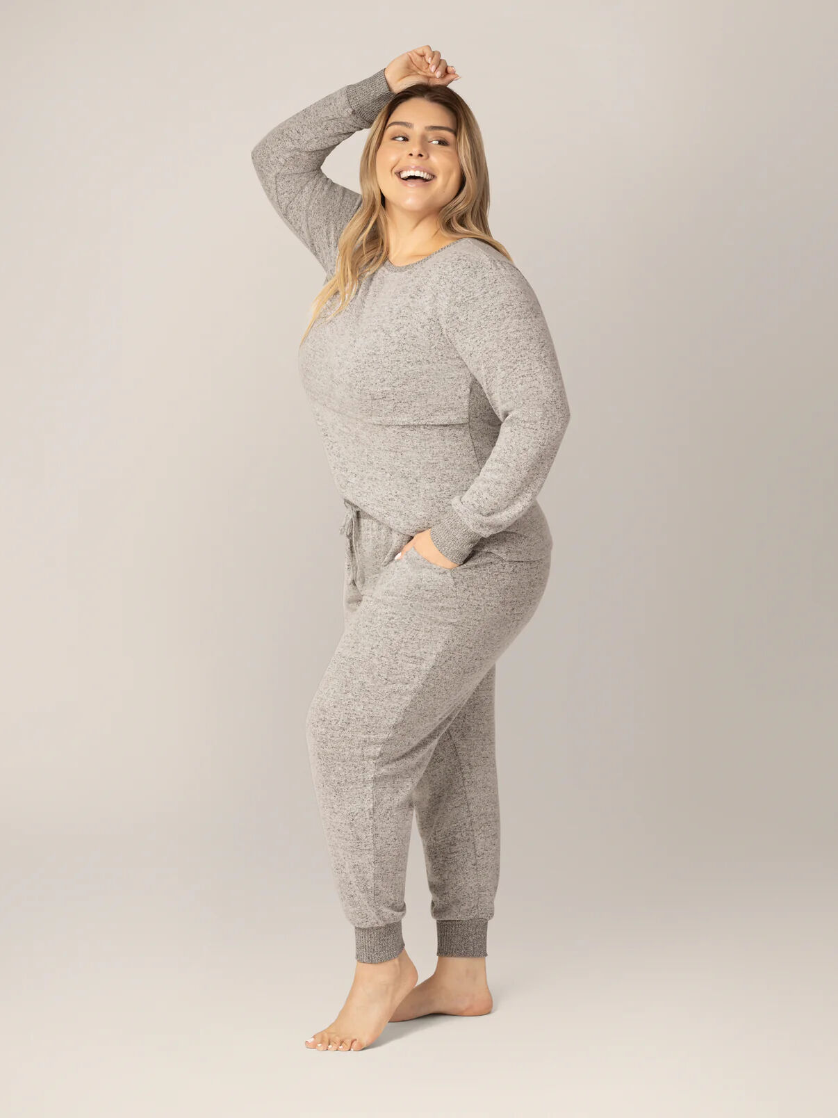 Rib Knit Lift Up Maternity Top & Leggings Pj Loungewear Pregnancy ...