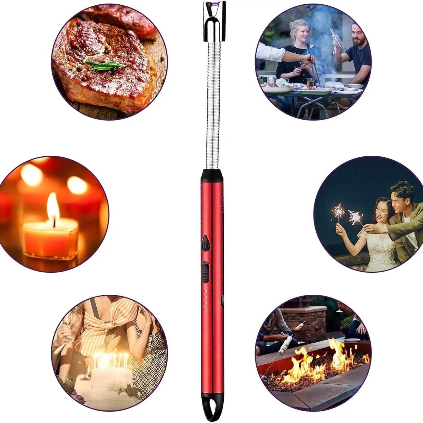 Electric Candle Lighter Rechargeable Usb Lighters Kitchen Arc Lighters ...