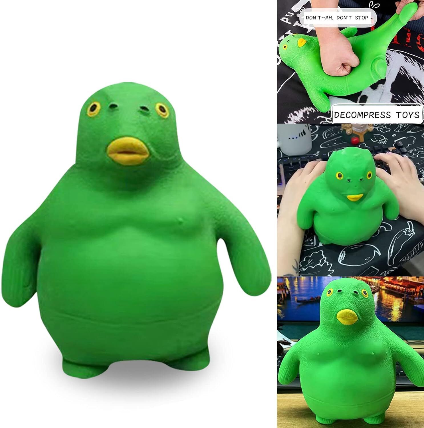 Green Head Fish Toy, Decompress And Squeeze Stress Toy Figure For ...