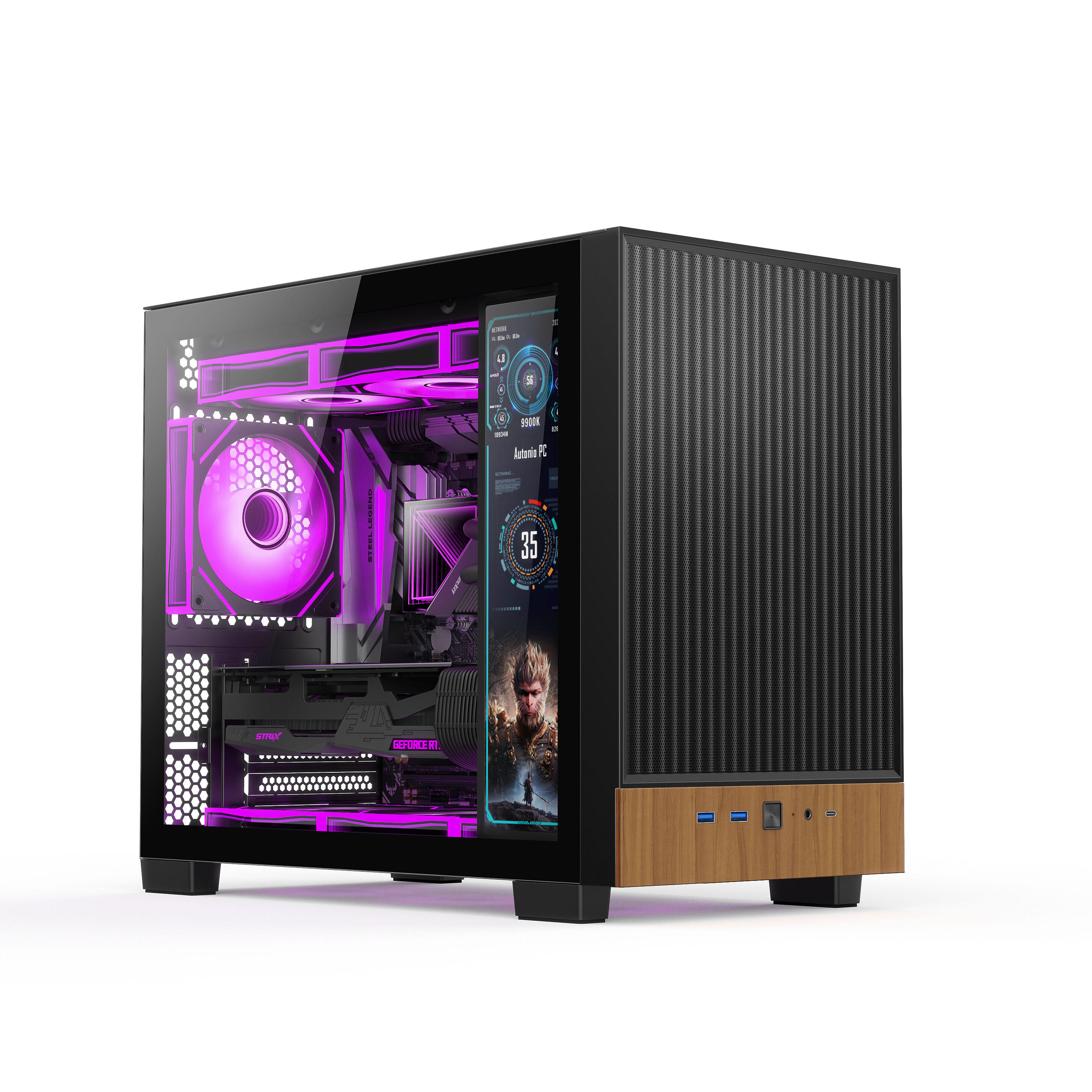 Ruix Matrix Black Fashion Wooden Pc Case Mid Size Tempered Glass ...