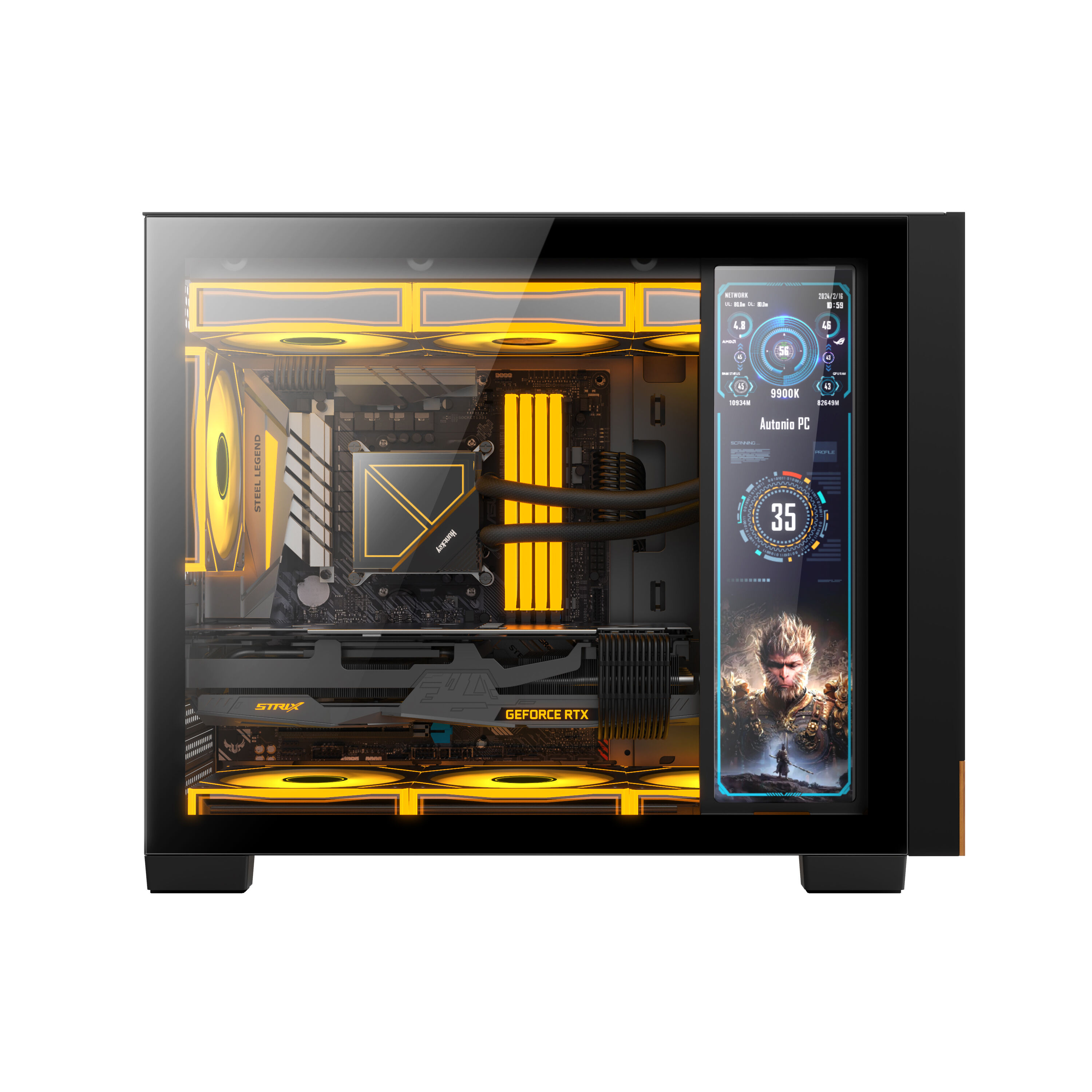 Ruix Matrix Black Fashion Wooden Pc Case Mid Size Tempered Glass ...