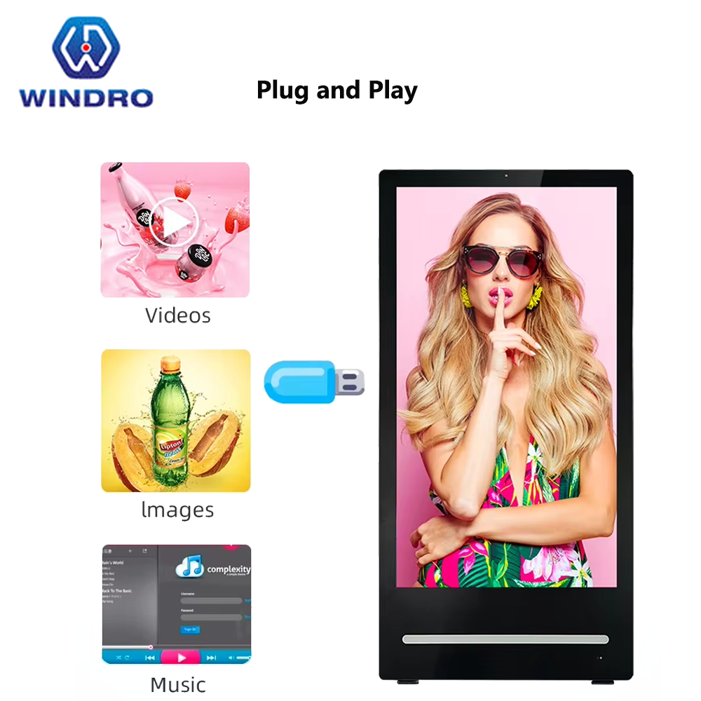 55 Inch Outdoor Floor Standing Interactive Waterproof Lcd Digital Signage Display Advertising ...