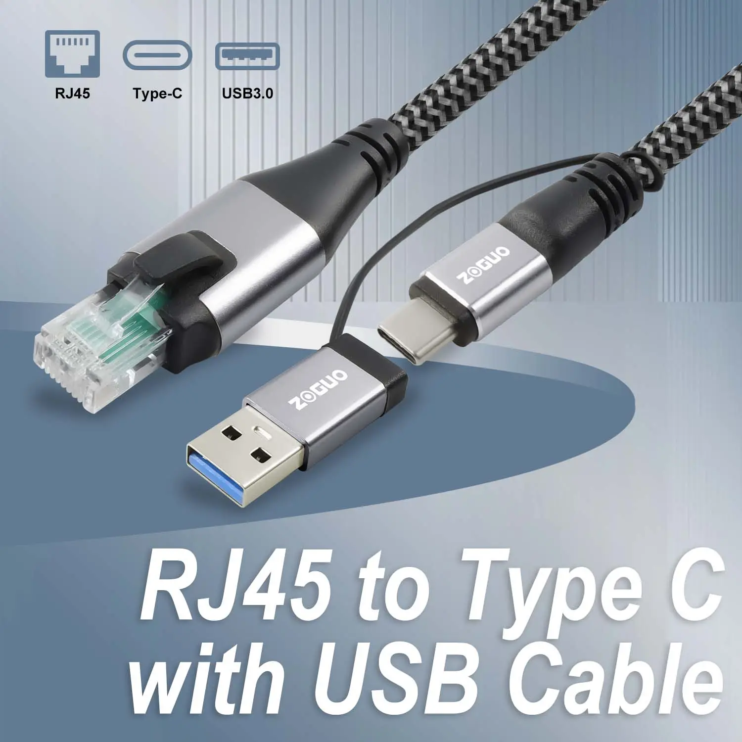 Type C+usb3.0 To Rj45 Ethernet Cable Aluminum Braided Directly ...