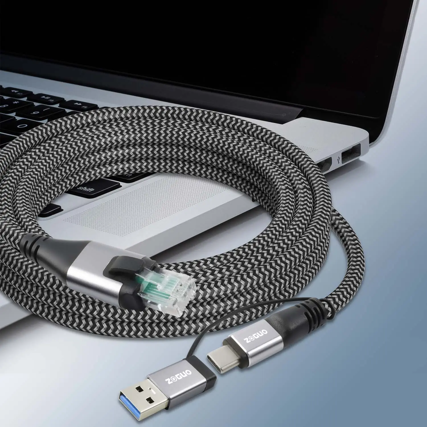 Type C+usb3.0 To Rj45 Ethernet Cable Aluminum Braided Directly ...