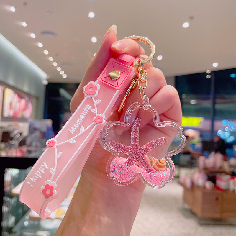 Sisslia New Cute Acrylic Keyring Spaceman Key Chain Oil Floating Sugar ...