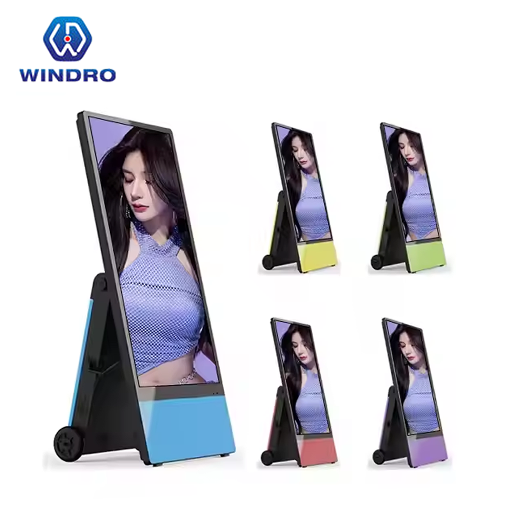 Factory Price, 55inch Movable Digital Poster Battery Powered Floor ...