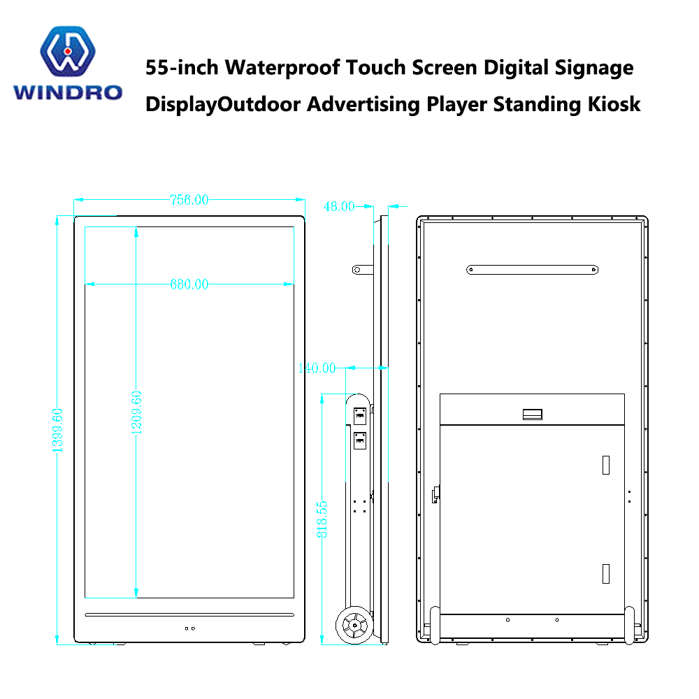High Brightness 1800 2500nits Outdoor Kiosk Ip65 Waterproof Battery ...