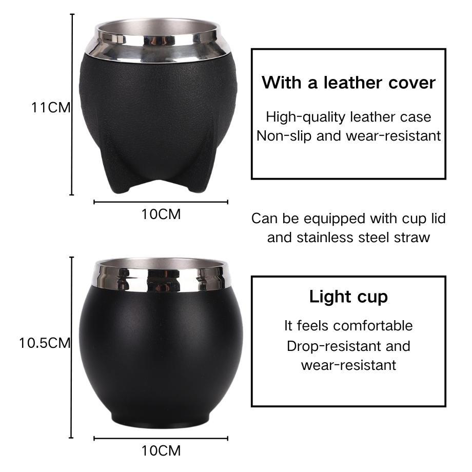 Custom Stainless Steel Vacuum Metal Yerba Mate Cup With Leather Shell ...
