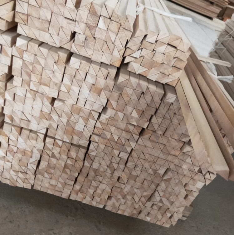 Bulk Price Natural Pine Paulownia Wood Triangle Batten Small Chamfer ...