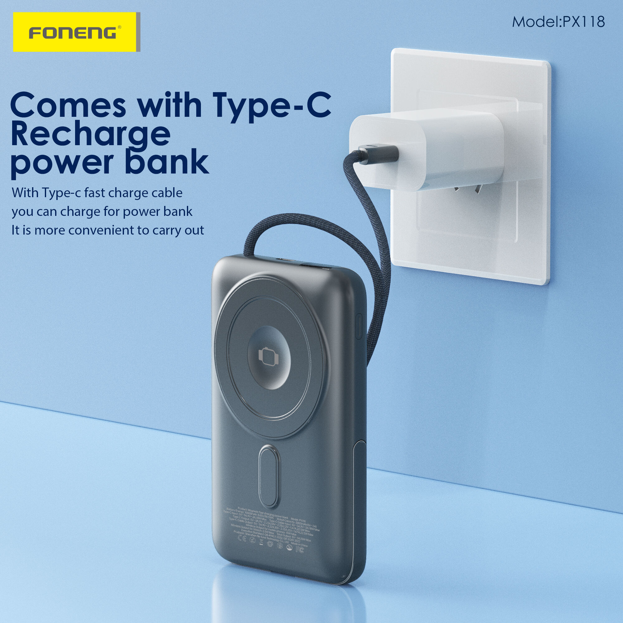Foneng 2025 New Px118 Built-in Cable&stand Power Bank 10000 Mah ...